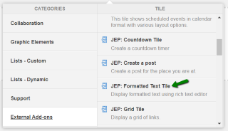 Adding and Configuring Formatted Text Tiles | Jive Documentation